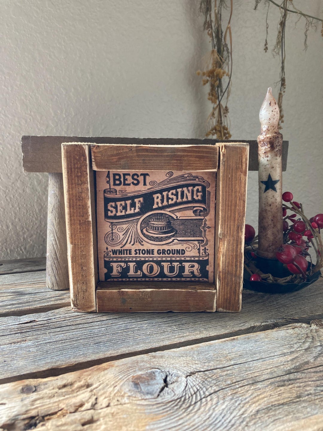 Vintage Tiered Tray Signs/ Primitive Sign/ Flour Sign/ Vintage Kitchen ...