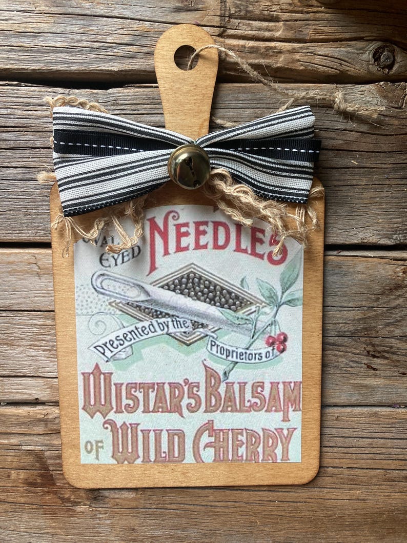 Primitive Sewing Needles Mini Cutting Board / Primitive Recipe Sign ...