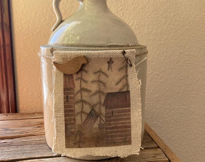 Primitive Winter Log Cabin Crock Clothes/ Winter Primitive Decor ...