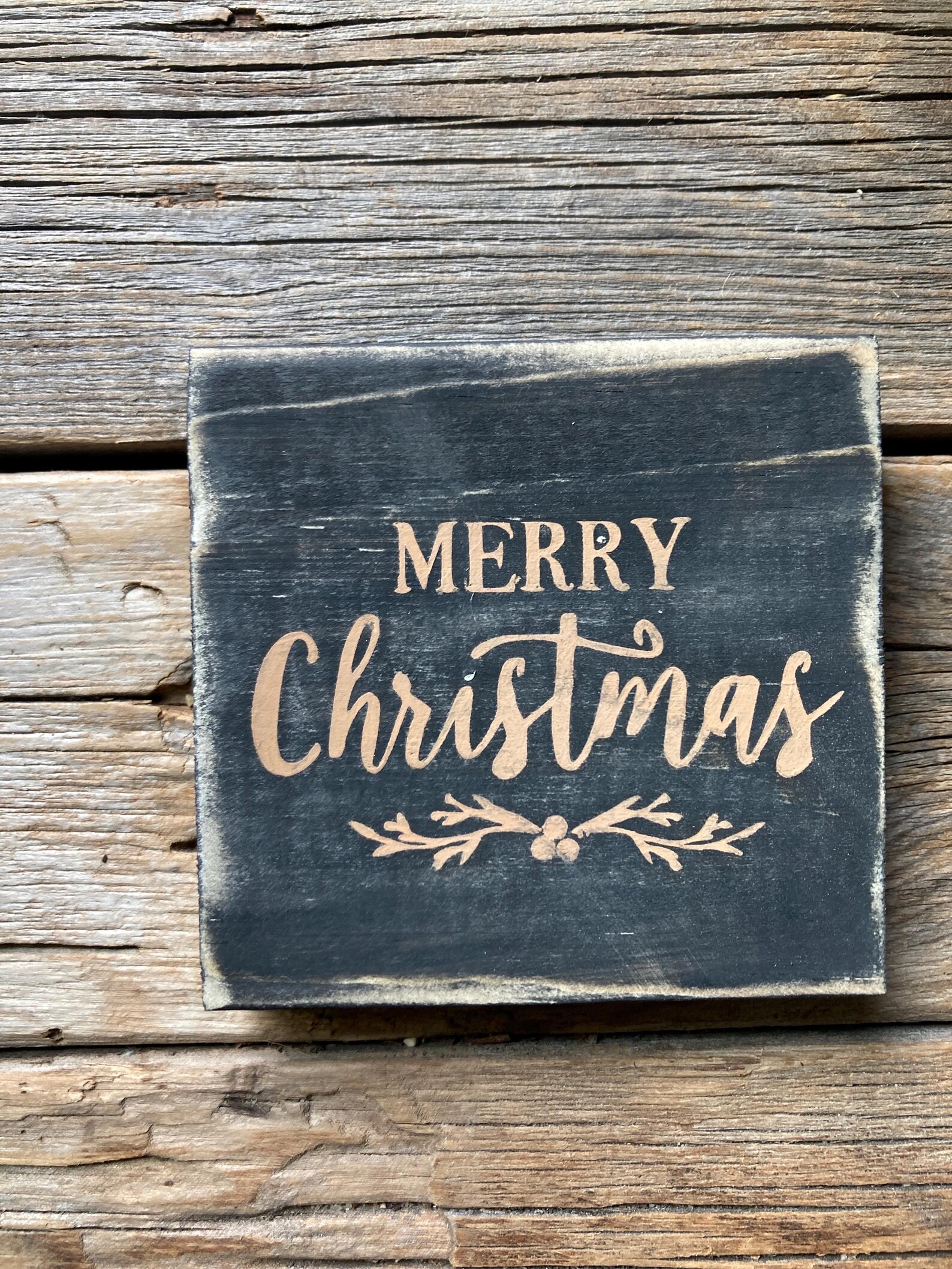 Primitive Merry Christmas Wood Block Sign Vintage Decor, Primitive ...