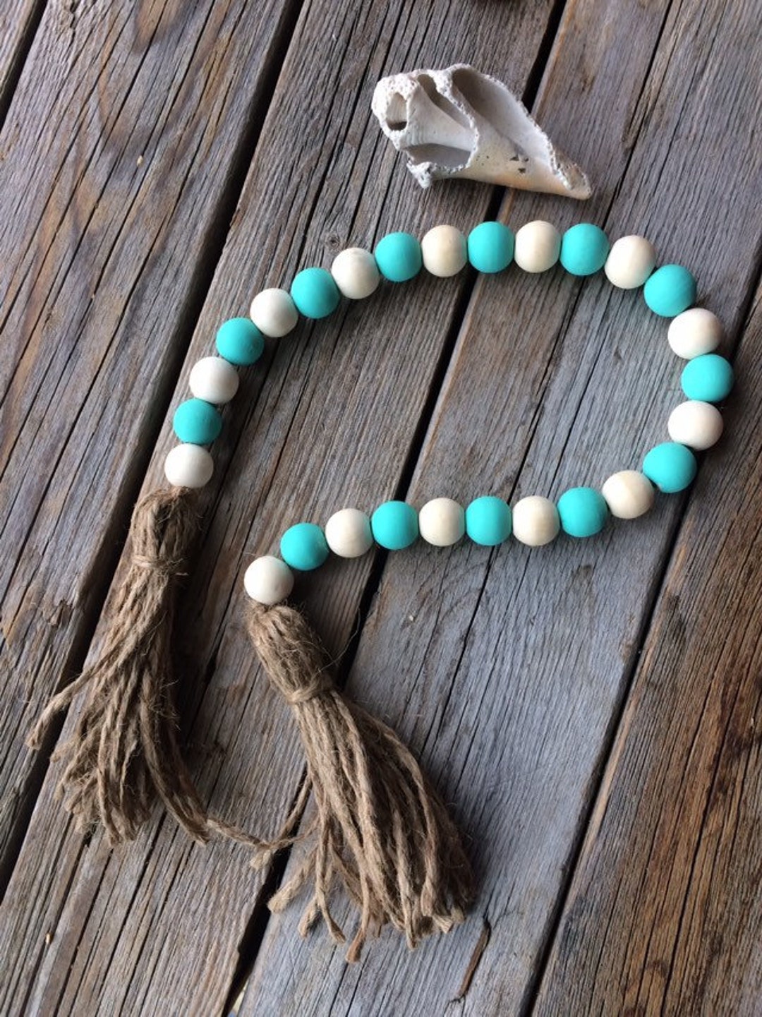 Summer Wood Bead Garland/ Spring Wood Bead Garland Farmhouse - Etsy