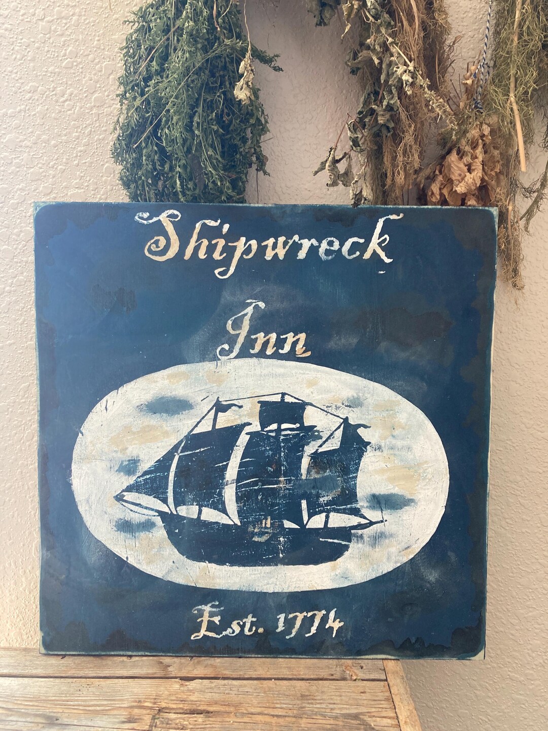 Primitive Tavern Sign/ Colonial Sign Inn Sign / Ship Inn Sign/ Vintage ...