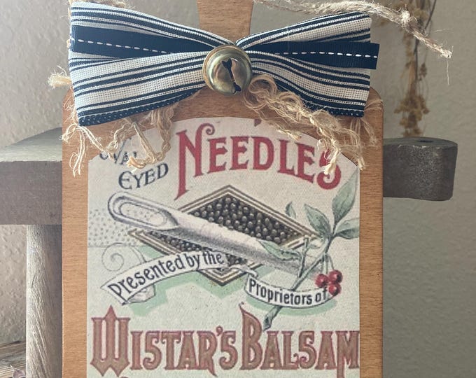 Primitive Sewing Needles Mini Cutting Board / Primitive Recipe Sign ...
