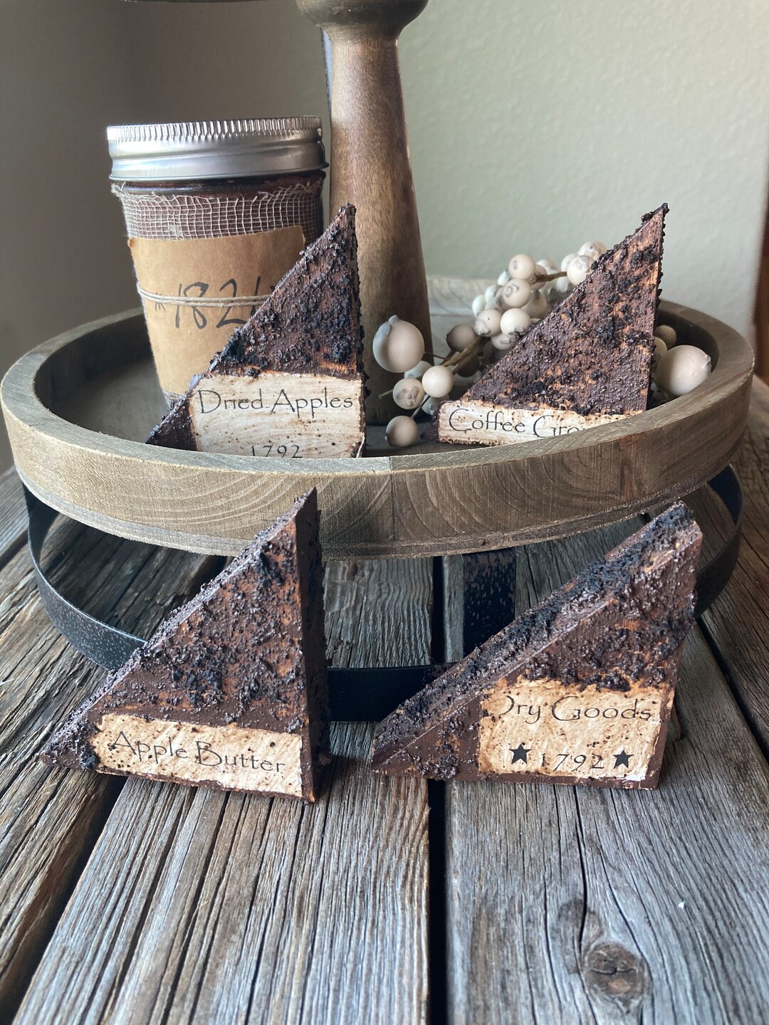 Primitive Wood Blocks Grungy Primitive Signs/ Primitive Tiered Tray - Etsy