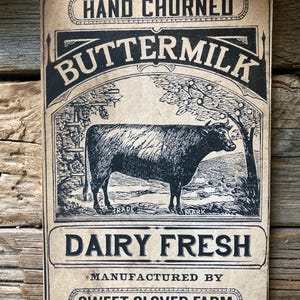 Primitive Hand Churned Buttermilk Print on Canvas / Primitives ...
