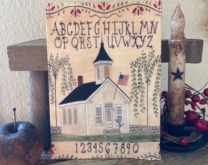 Primitive Sampler With Alphabet and Church Print on Canvas / Primitives ...