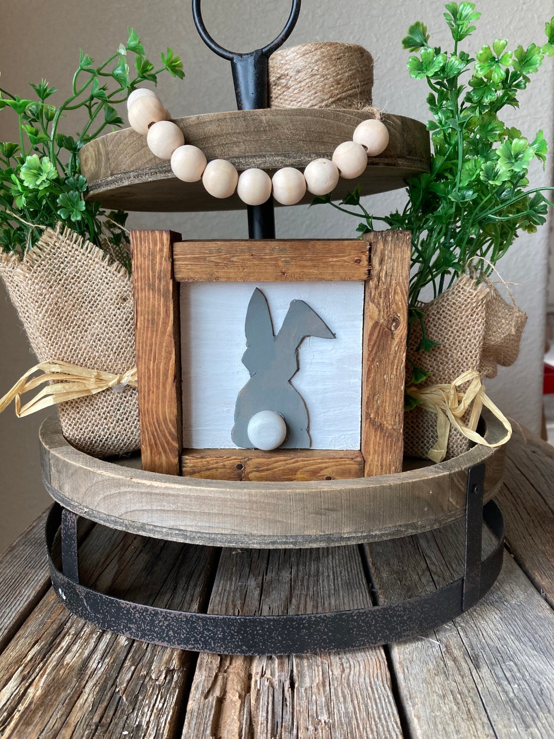 Bunny Sign Farmhouse Sign/ Wood Signs / Spring Sign Tiered Tray Sign ...