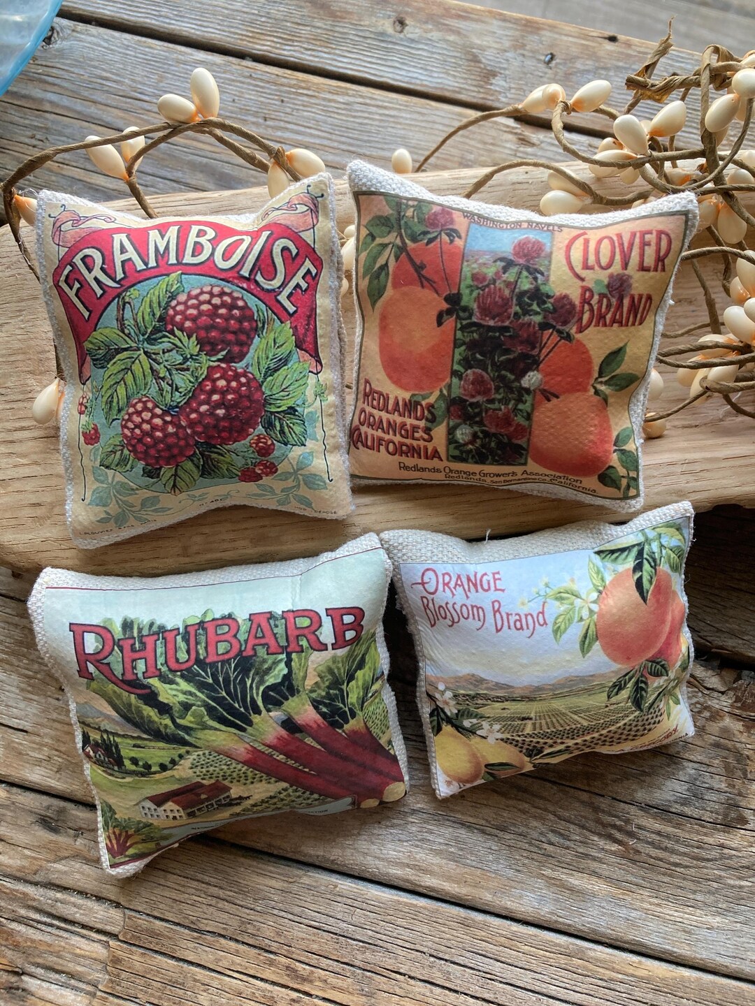 Mini Prim Pillow Farmhouse Grain Sacks/ Mini Fruit Crate Prim Pillows ...