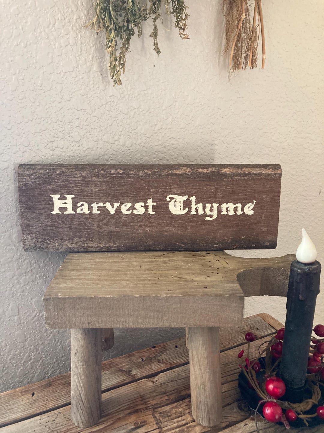 Harvest Thyme Sign/ Fall Sign Farmhouse Sign/ / Prim Decor/ Primitive ...