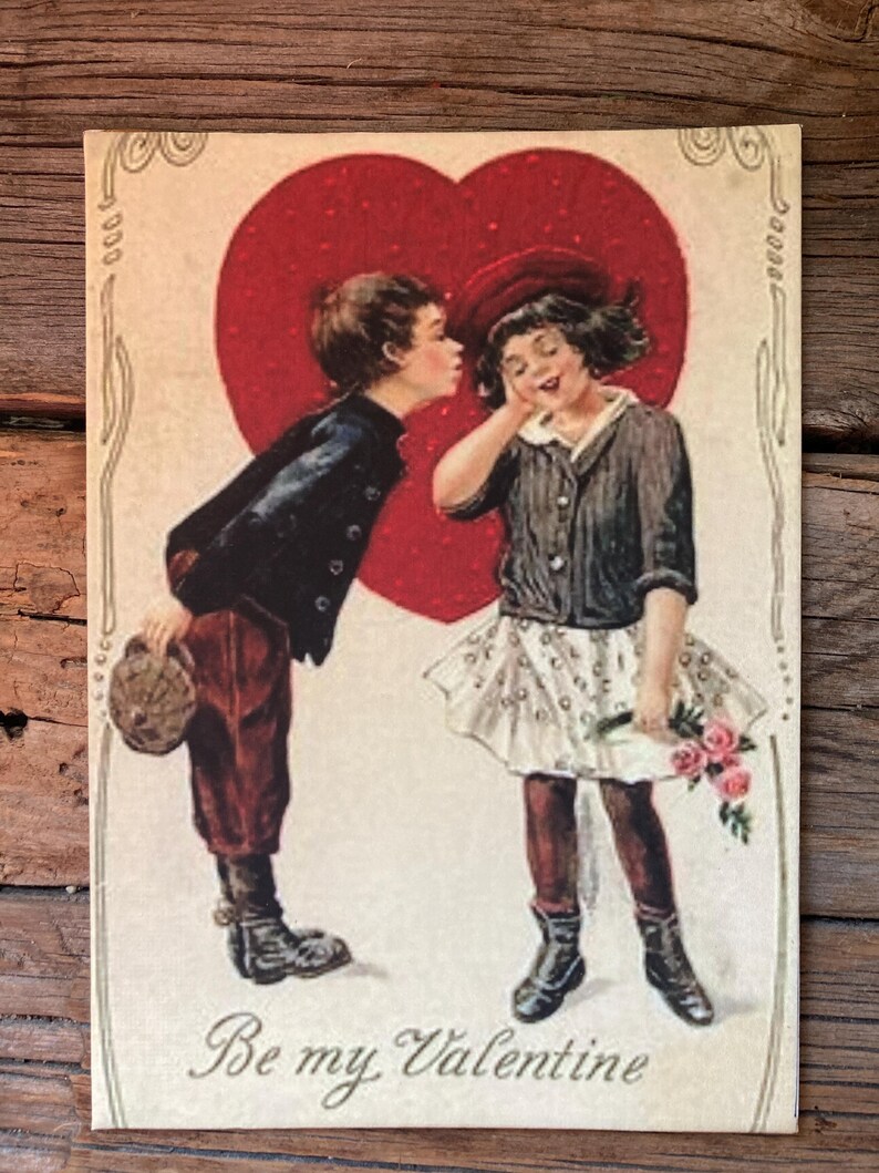 Primitive Valentines Print on Canvas / Reproduction Valentine Card ...
