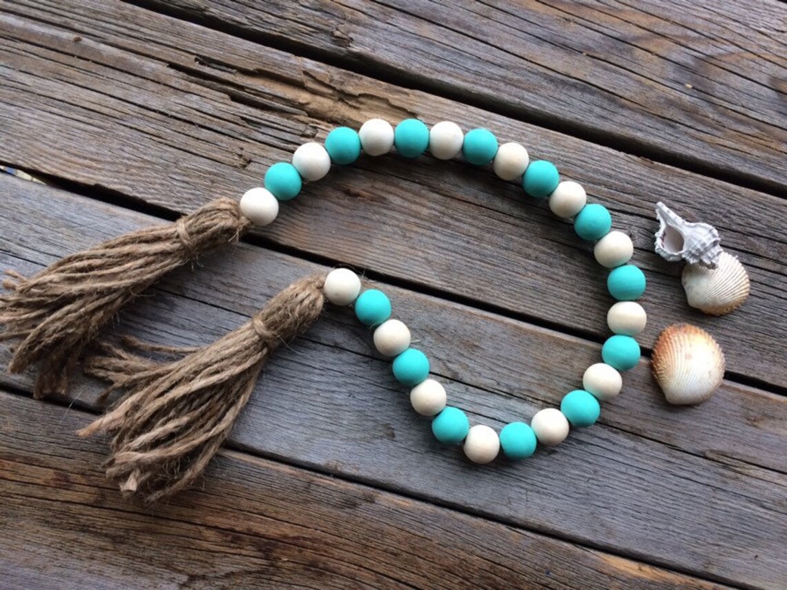 Summer Wood Bead Garland/ Spring Wood Bead Garland Farmhouse | Etsy