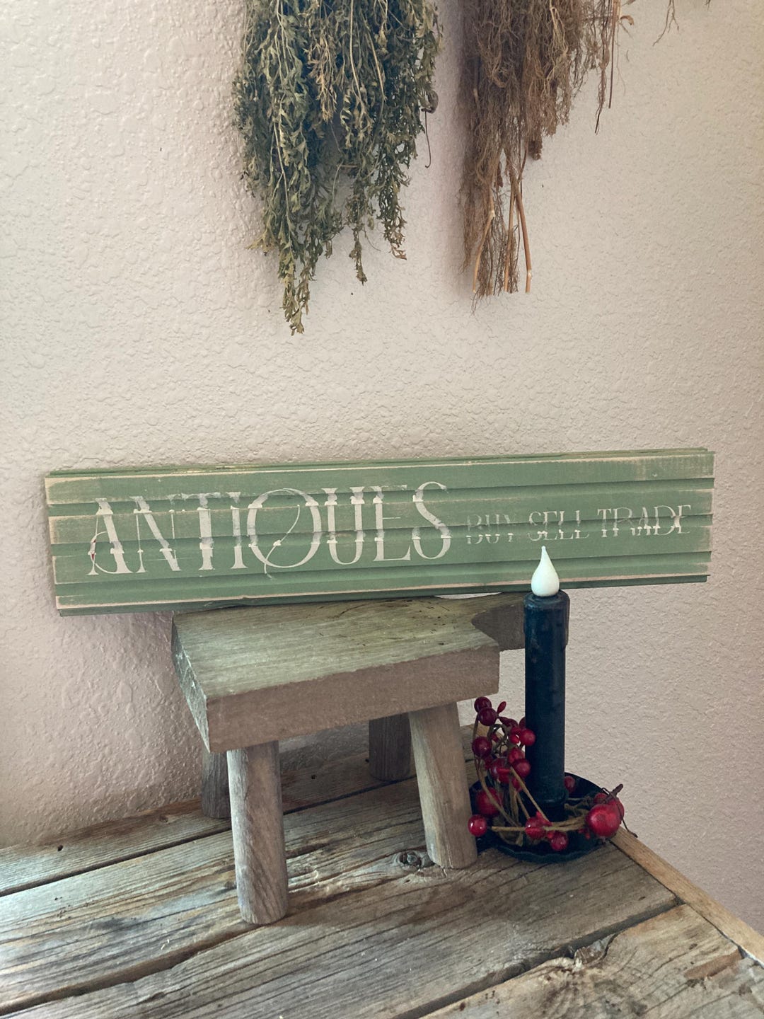 Antiques Sign- Large Antique Wood/ Vintage Decor, Primitive Decor ...
