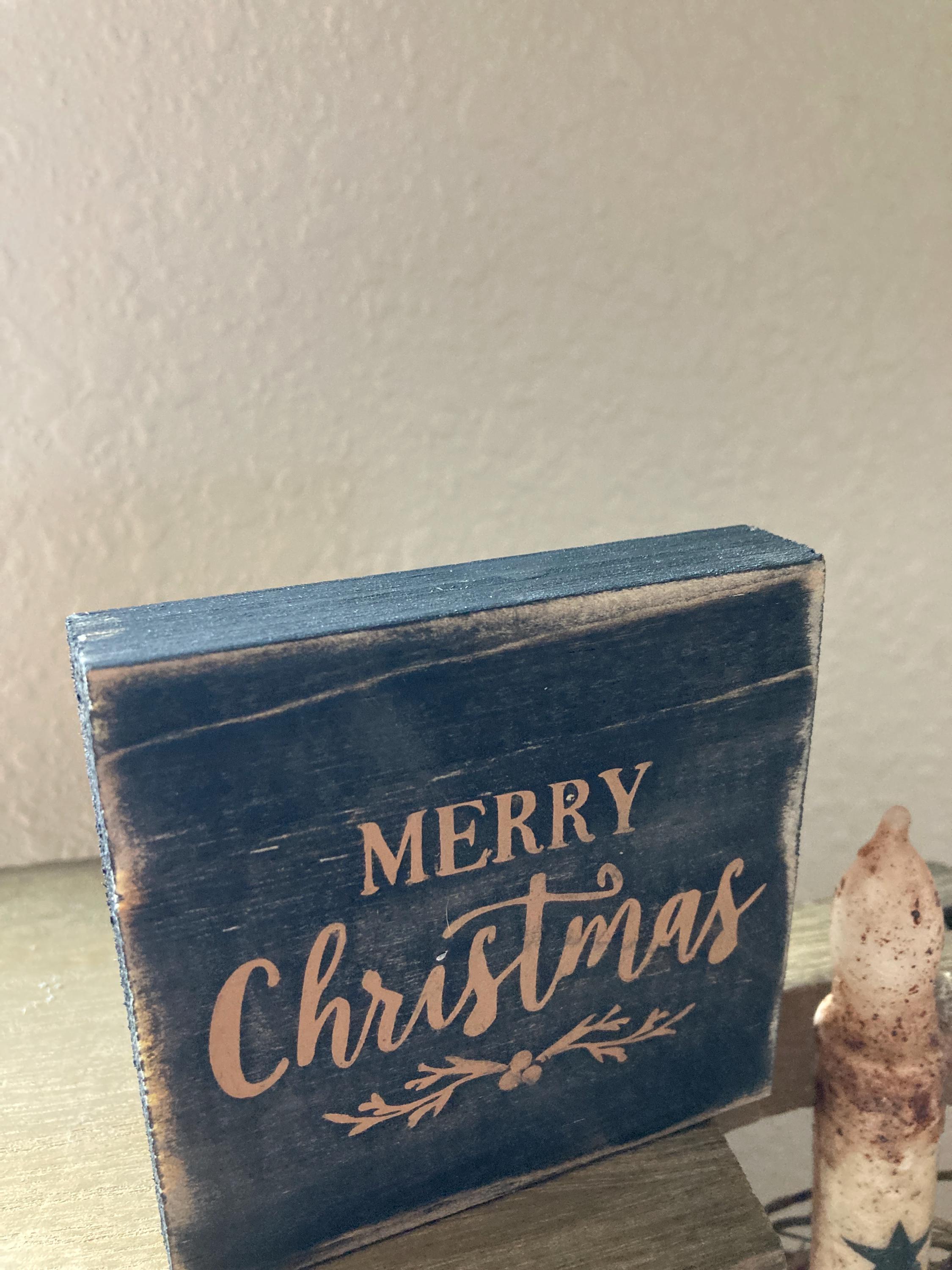Primitive Merry Christmas Wood Block Sign Vintage Decor, Primitive ...