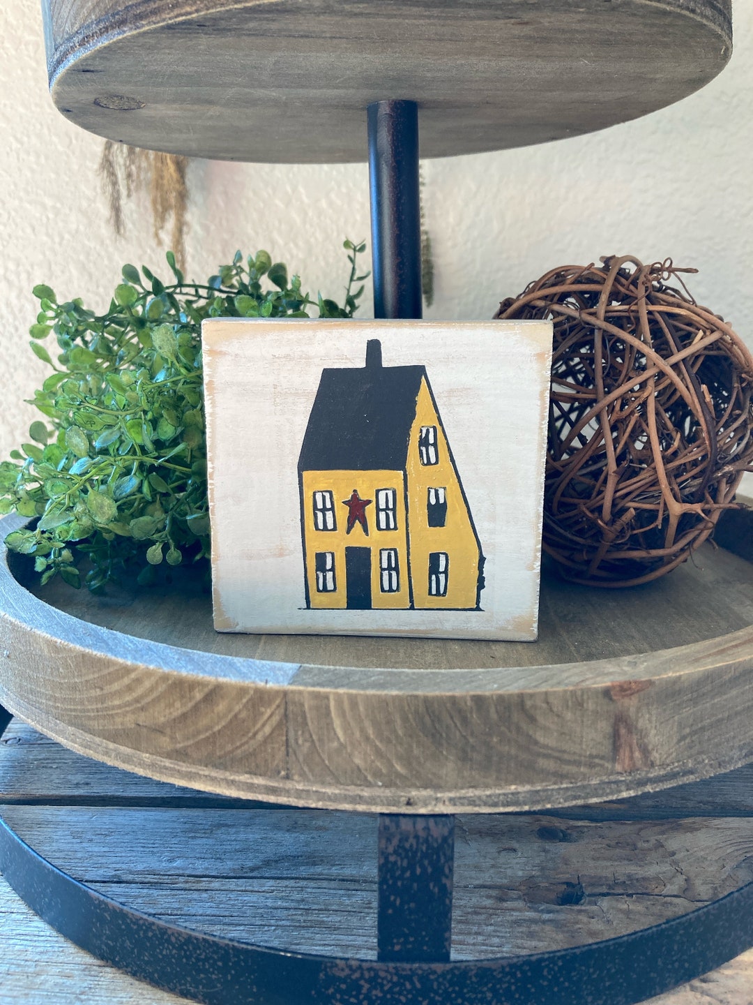 Primitive Saltbox House Prim Wood Block Sign Vintage Decor, Primitive ...