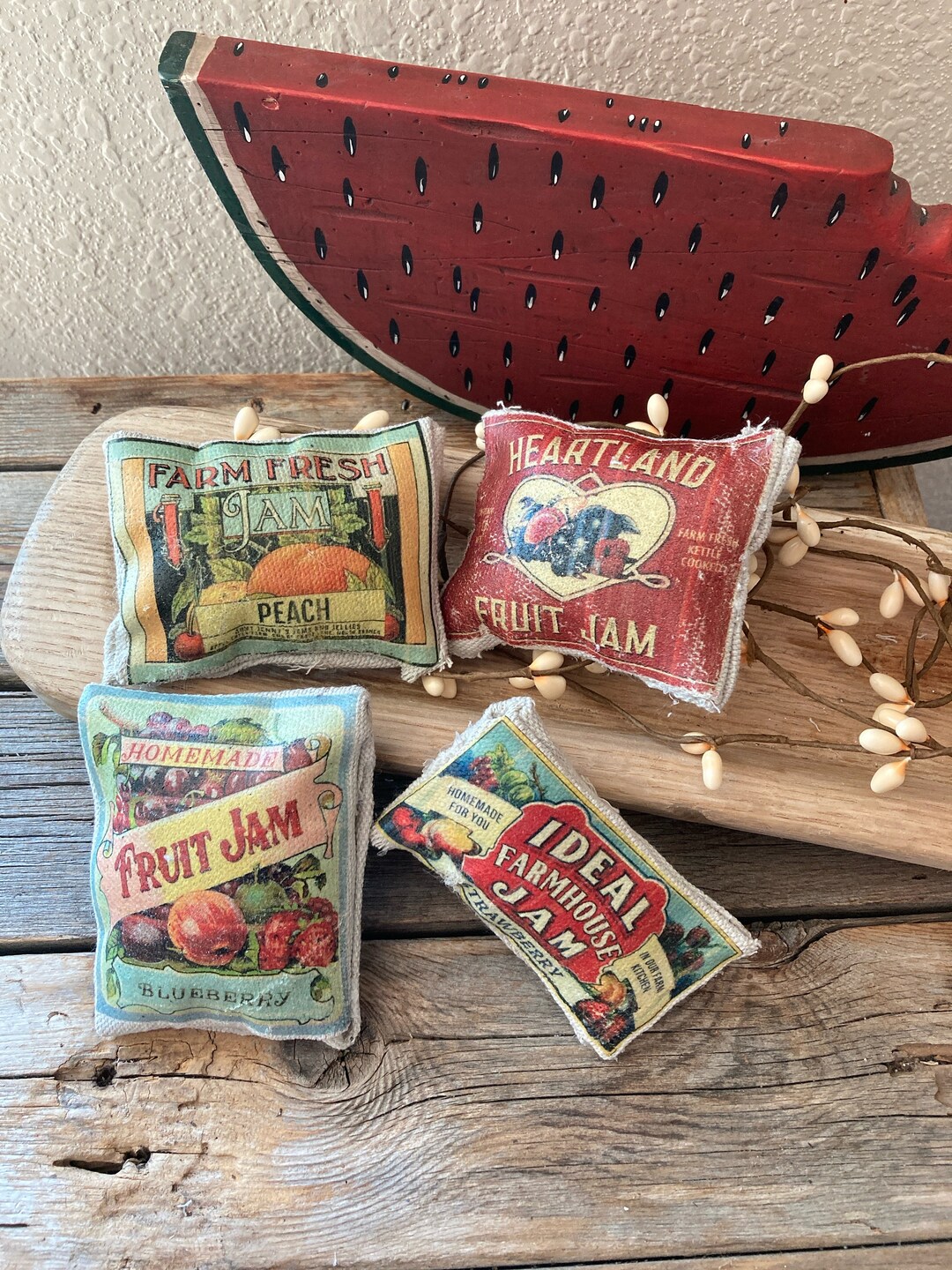 Mini Prim Pillow Farmhouse Grain Sacks/ Mini Fruit Jam Prim Pillows ...