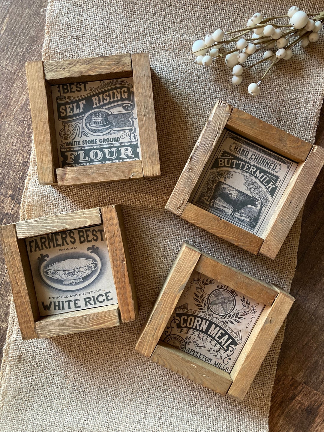 Vintage Tiered Tray Signs/ Buttermilk Sign/ Flour Sign/ Rice Sign ...