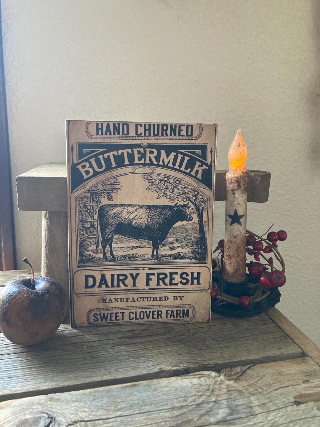 Primitive Hand Churned Buttermilk Print on Canvas / Primitives ...