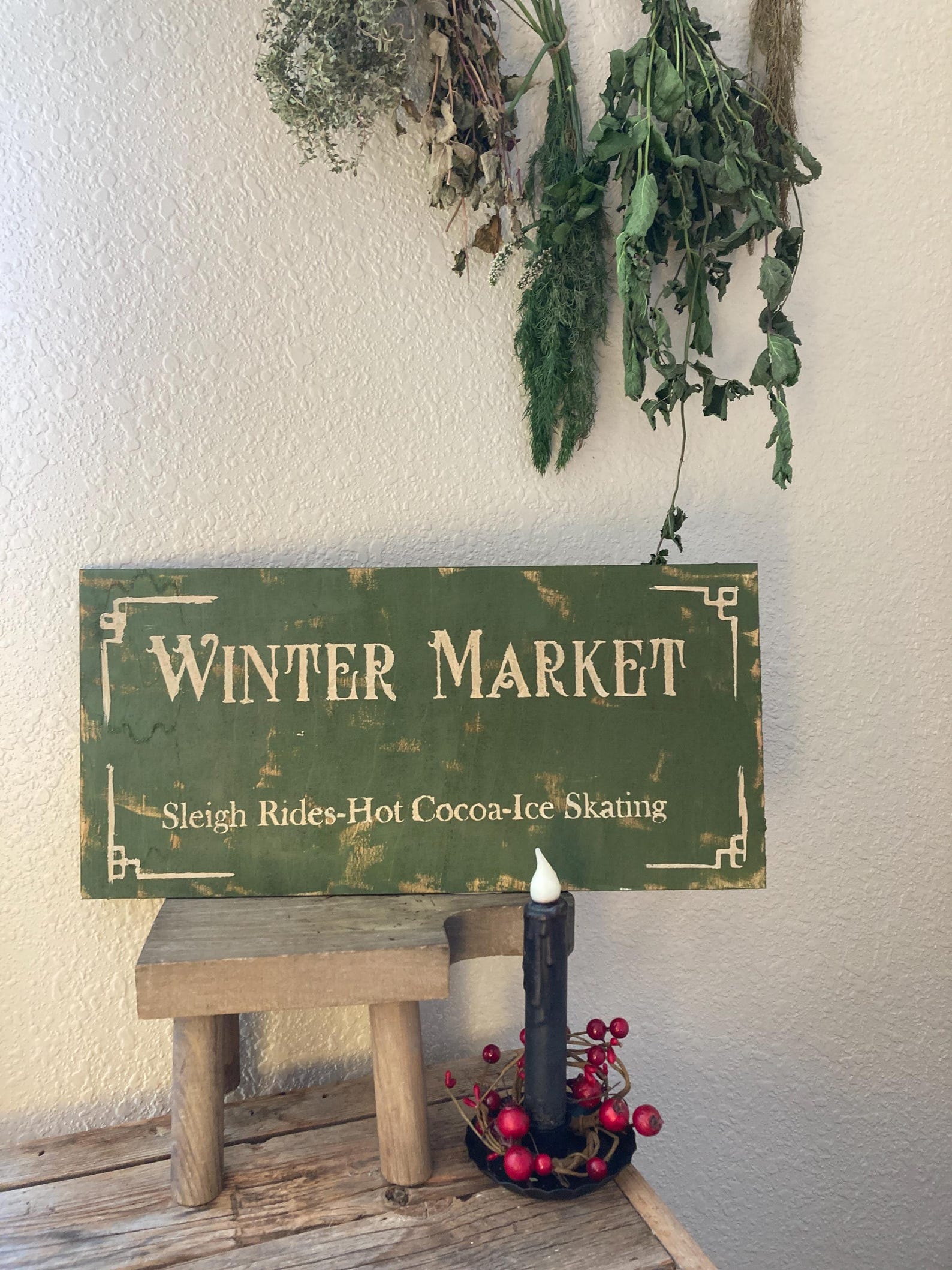 Winter Market Sign/ Primitive Christmas Sign Decor Rustic Christmas ...