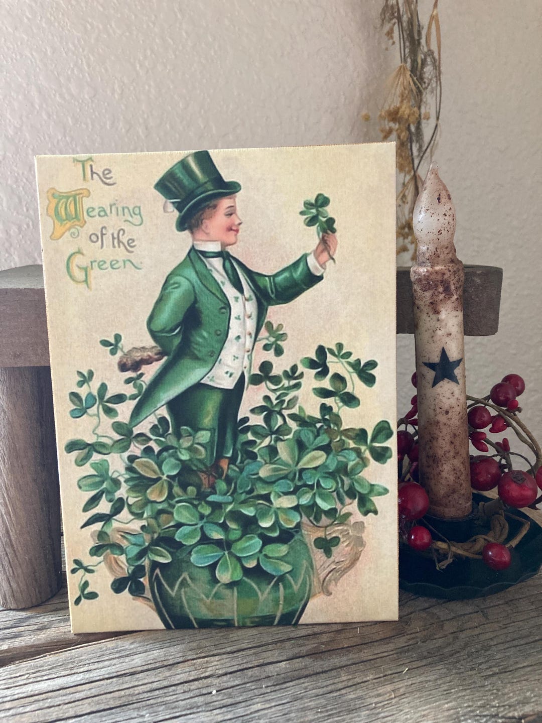 Primitive St Patrick’s Day Danny Boy Print on Canvas / Vintage St ...