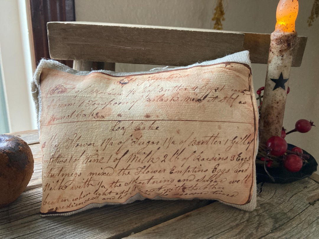 Primitive 1700s Recipe for Gingerbread Pillow / Dough Bowl Filler ...