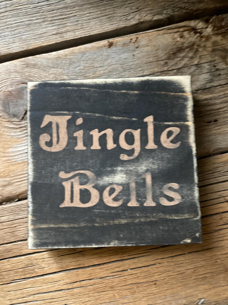 Primitive Jingle Bells Wood Block Sign Vintage Decor, Primitive Decor ...