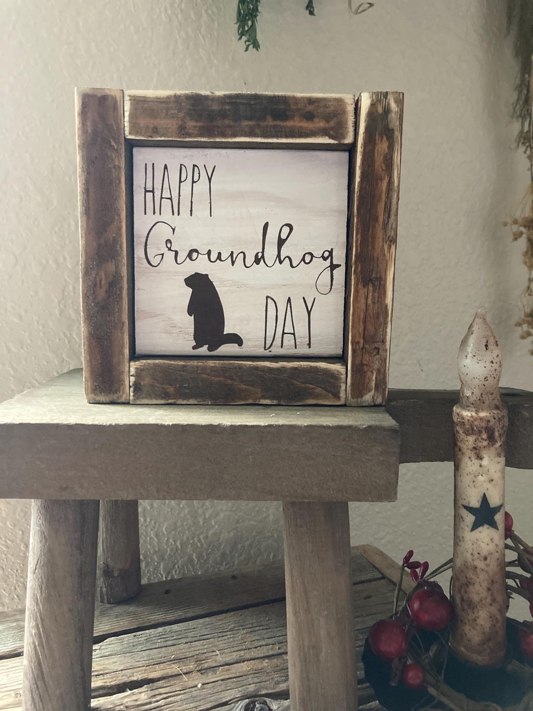 Happy Groundhogs Day Sign Tiered Tray Sign Farmhouse Sign/ Wood Signs ...