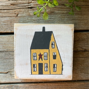 Primitive Saltbox House Prim Wood Block Sign Vintage Decor, Primitive ...