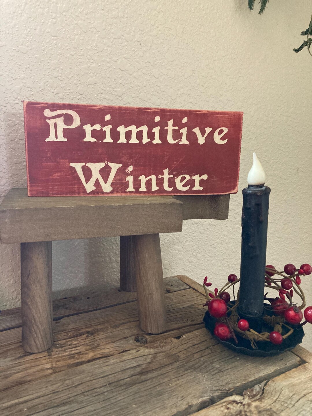 Primitive Winter Sign / Primitive Christmas Sign Farmhouse Sign/ / Prim ...