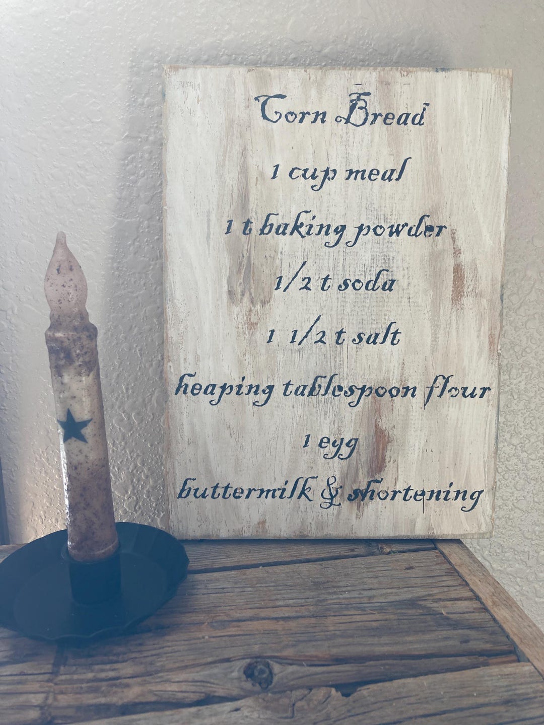 Primitive Cornbread Sign/ Handwritten Recipe/ Handwritten Recipe Sign ...