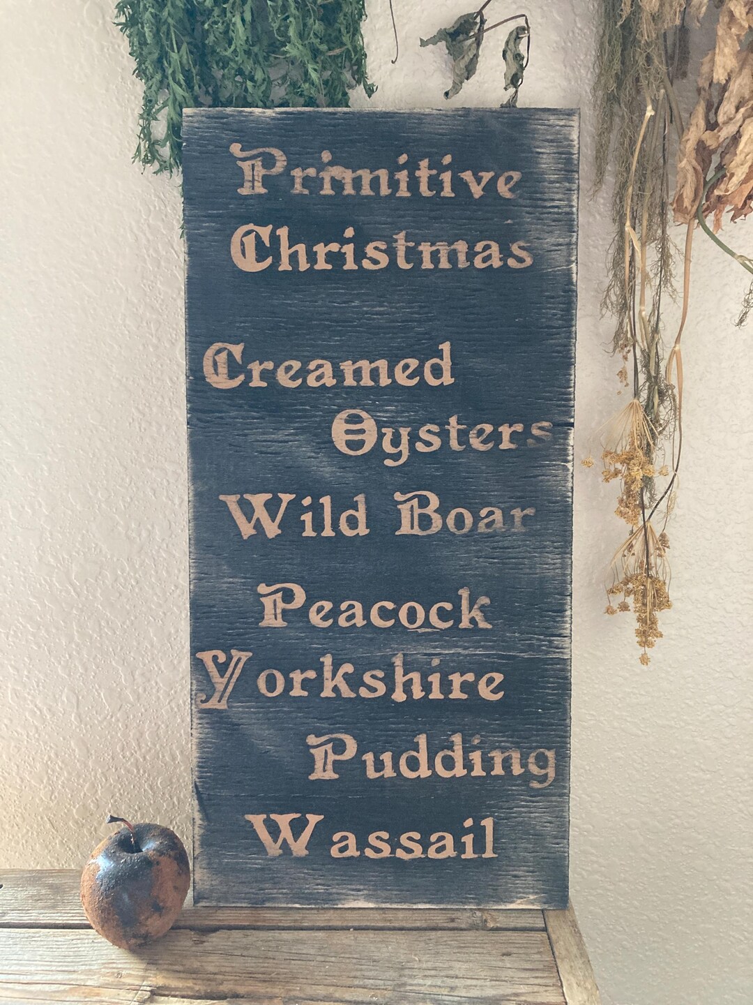 Primitive Christmas Tavern Menu Sign/ Colonial Sign Decor Rustic Sign ...