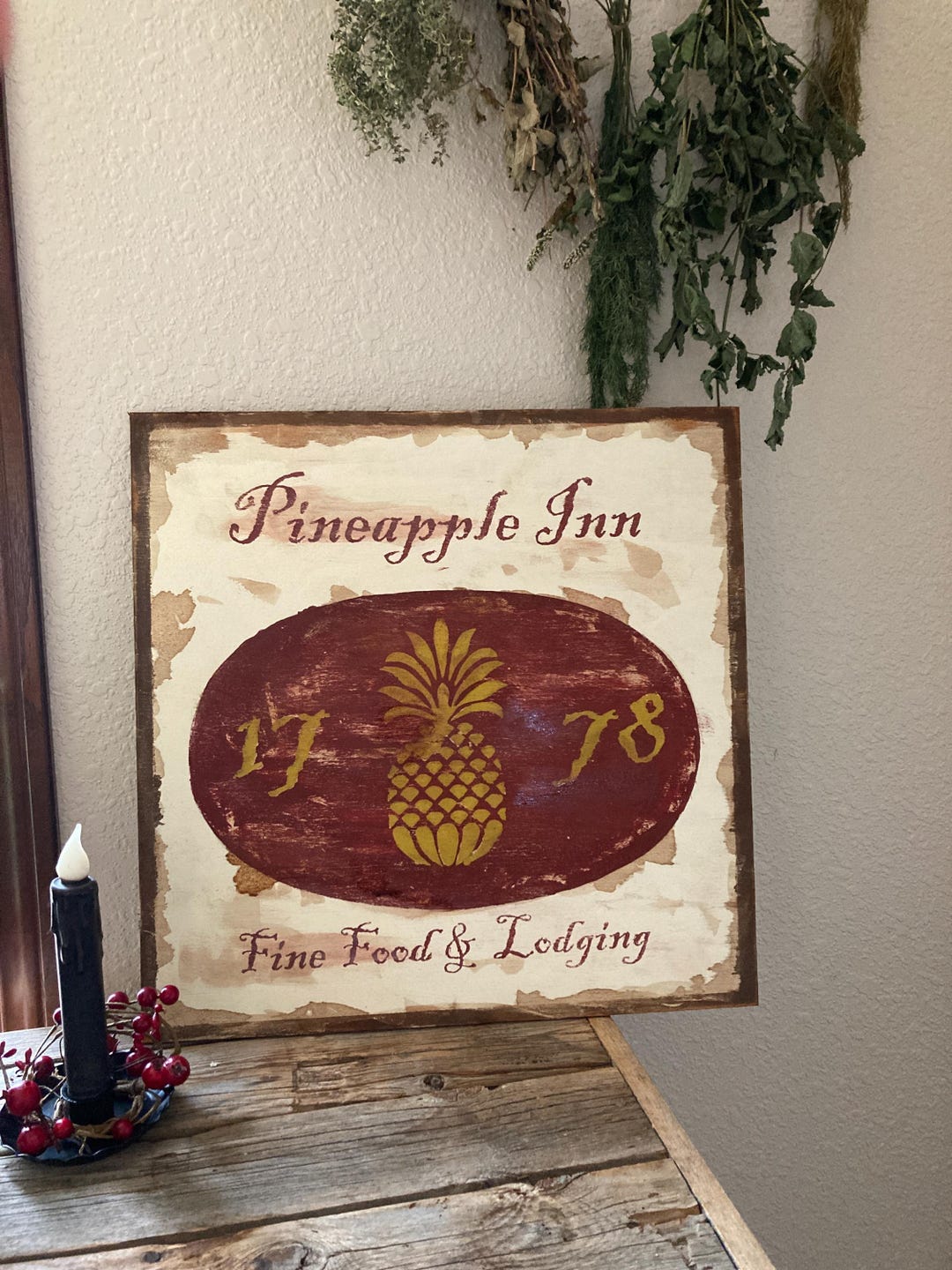 Primitive Tavern Sign/ Colonial Sign Inn Sign / Pineapple Inn Sign ...