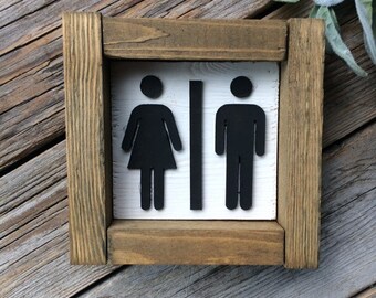 Bathroom Sign Farmhouse Sign/ Wood Signs / Farmhouse Bathroom | Etsy