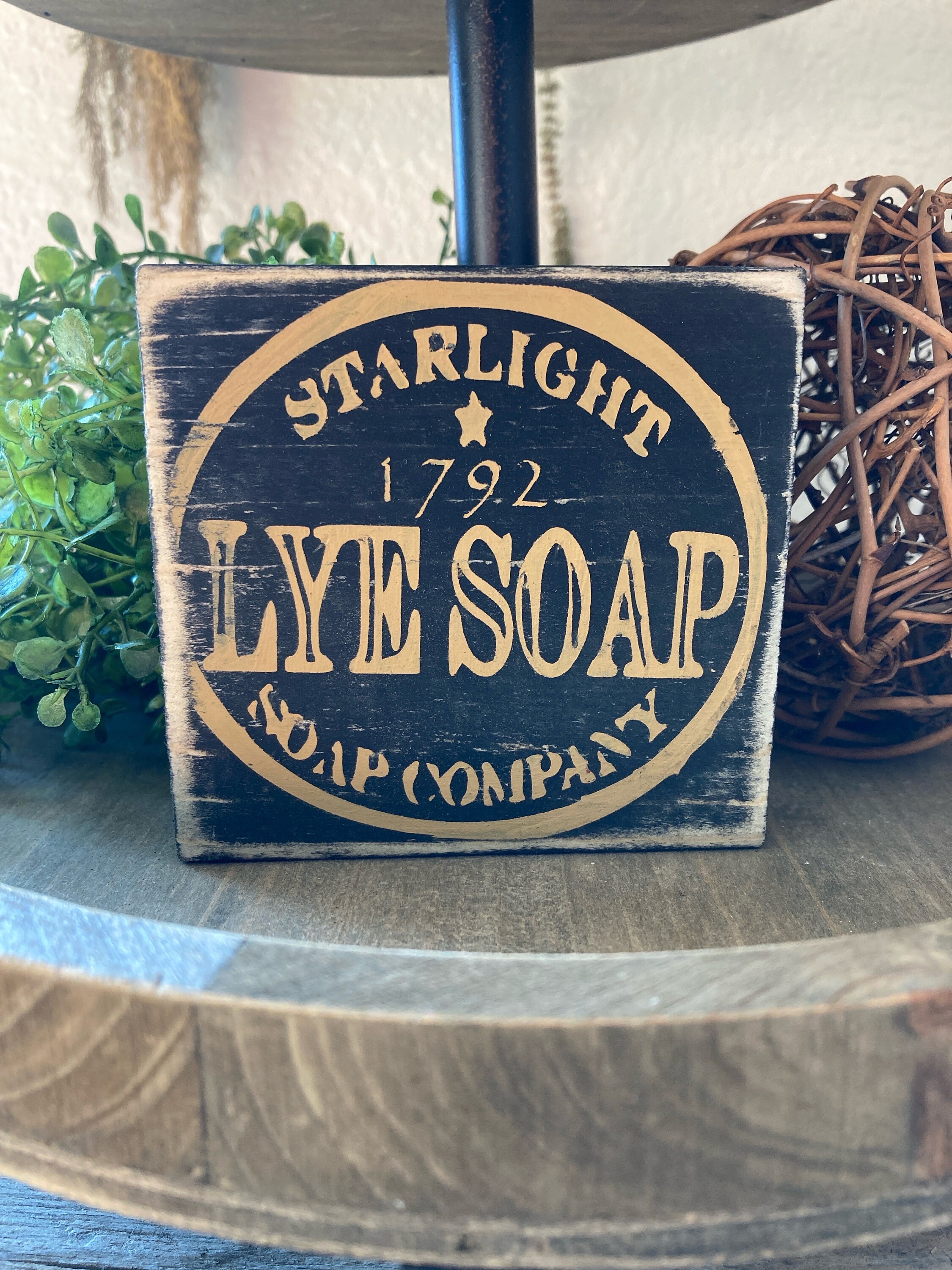 Lye Soap Wood Block Sign Vintage Decor, Primitive Decor Rustic Sign ...