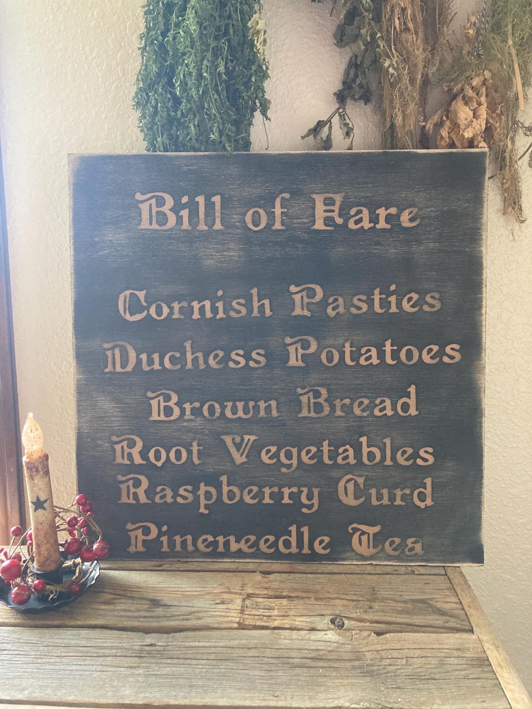 Primitive Tavern Sign/ Bill of Fare Colonial Sign Decor Rustic Sign ...