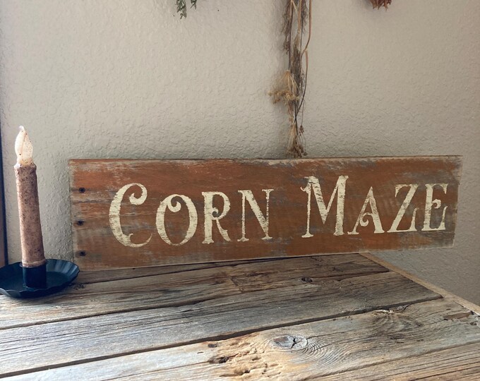 Primitive Corn Maze Sign/ Fall Sign Farmhouse Sign/ / Prim Decor ...