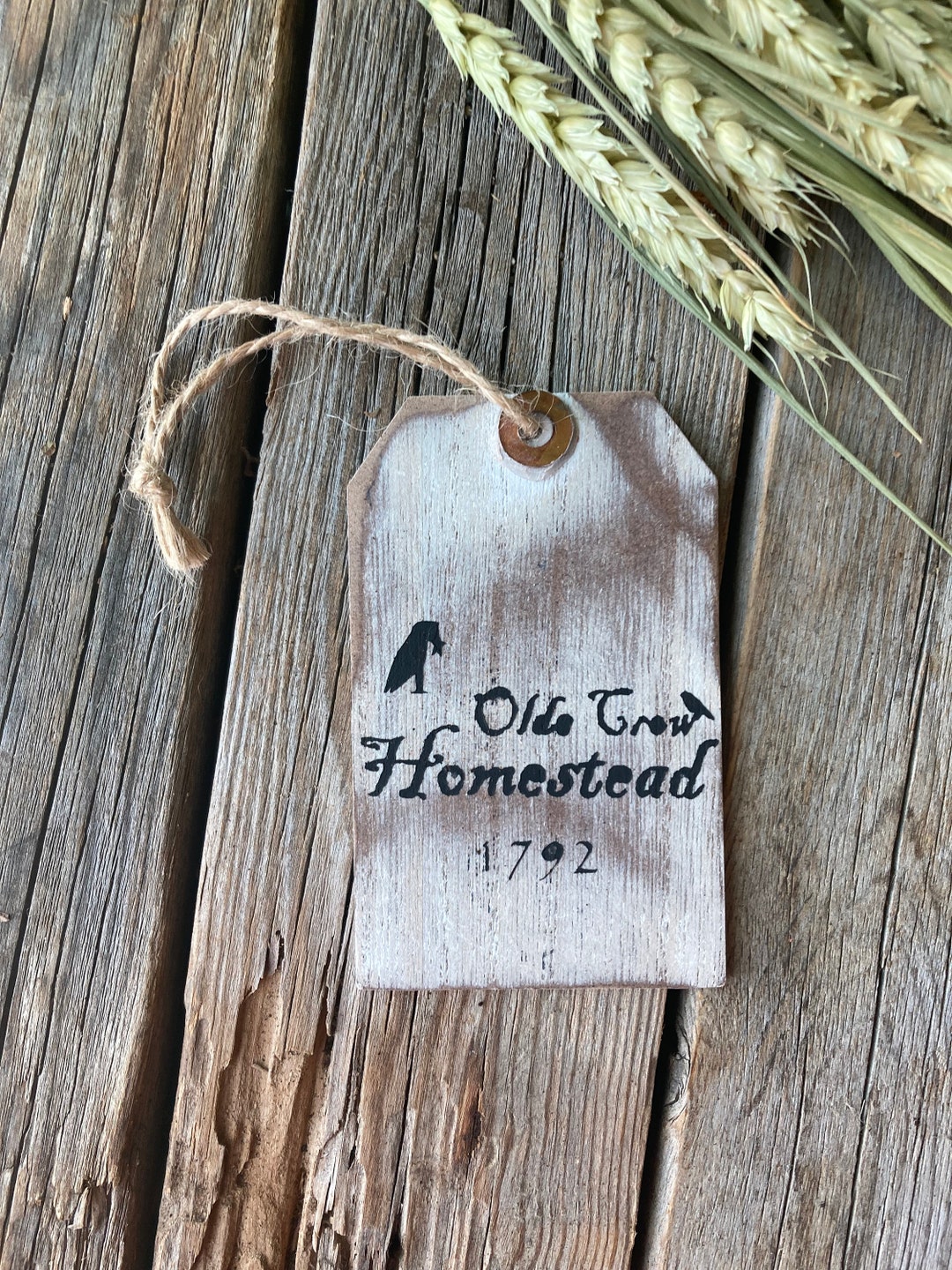 Primitive Olde Crow Homestead Primitive Wood Tag Tray Decor Farmhouse ...