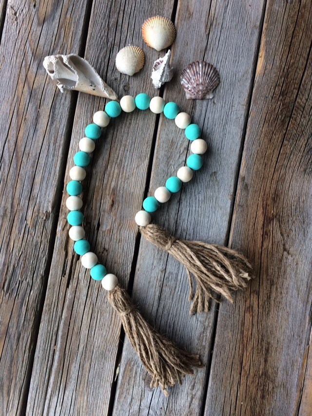 Summer Wood Bead Garland/ Spring Wood Bead Garland Farmhouse | Etsy