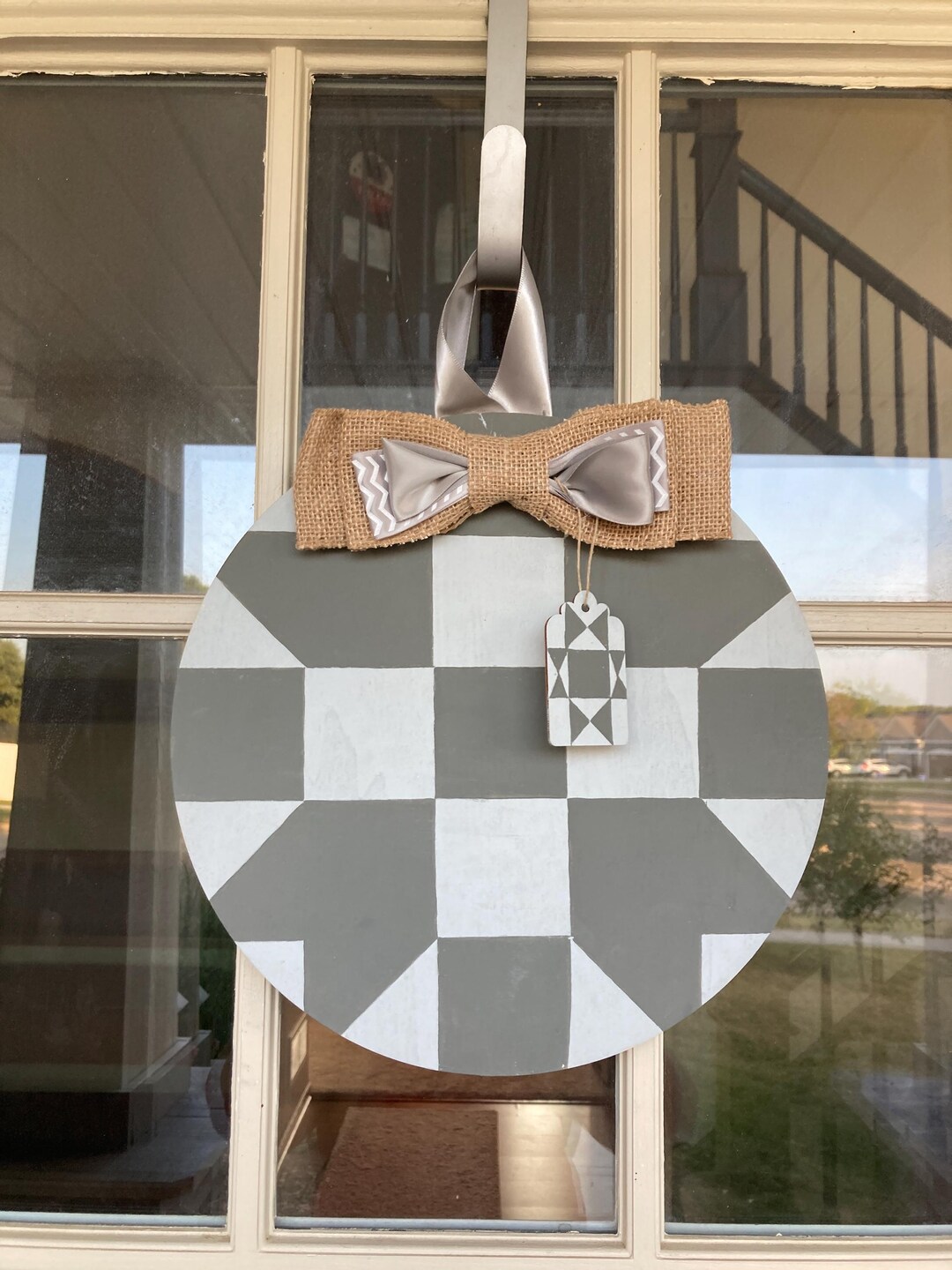Barn Quilt Door Hanger / Primitive Front Door Sign/ Farmhouse Door ...