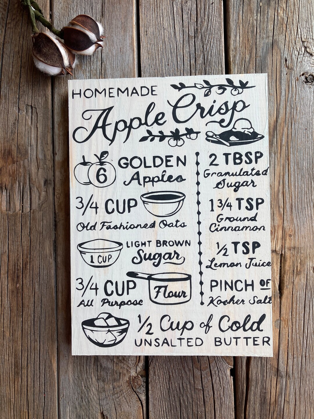 Apple Crisp Sign Fall Signs/ Farmhouse Signs/ Apple Crisp Recipe ...