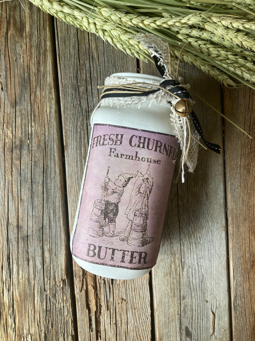 Primitive Jar Fresh Churned Butter Jar Grungy Primitive /primitive ...