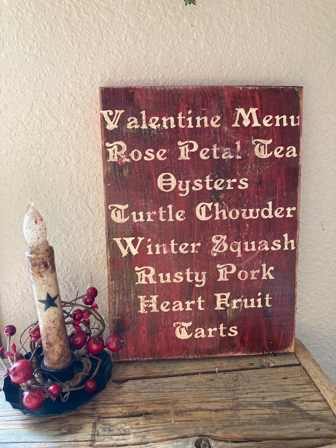 Primitive Valentine Menu Tavern Sign/ Colonial Sign Decor Rustic Sign ...