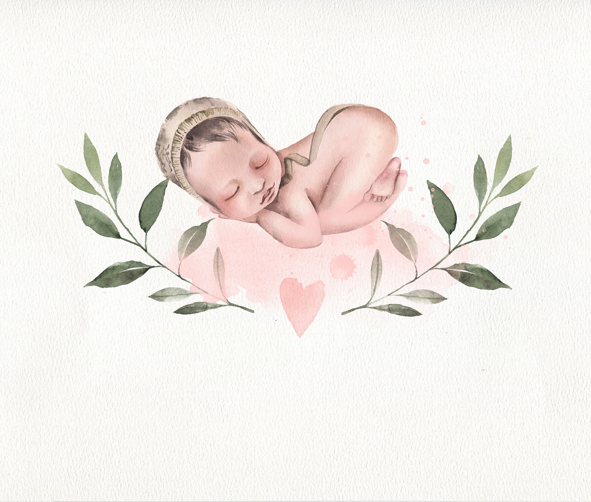 Newborn baby set of watercolor illustrations. Create baby | Etsy