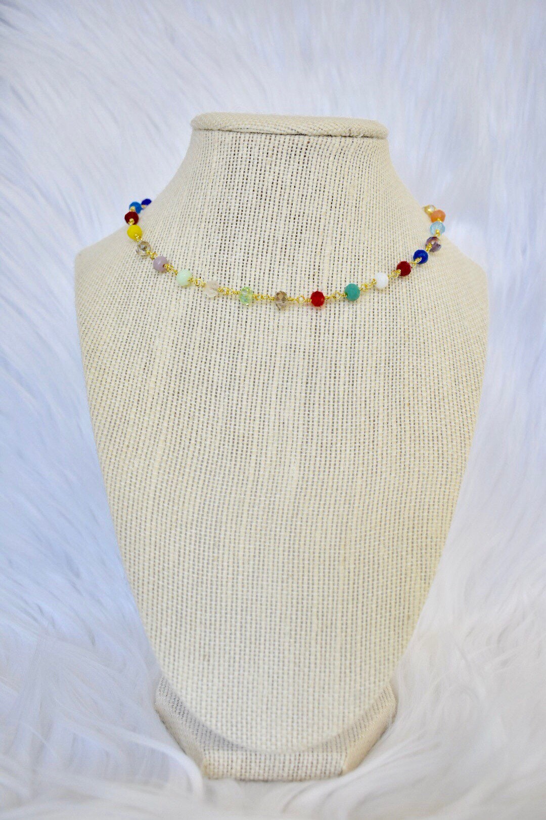 Rainbow Choker, Multi Color Rainbow Choker, Rainbow Gold Chain Necklace ...