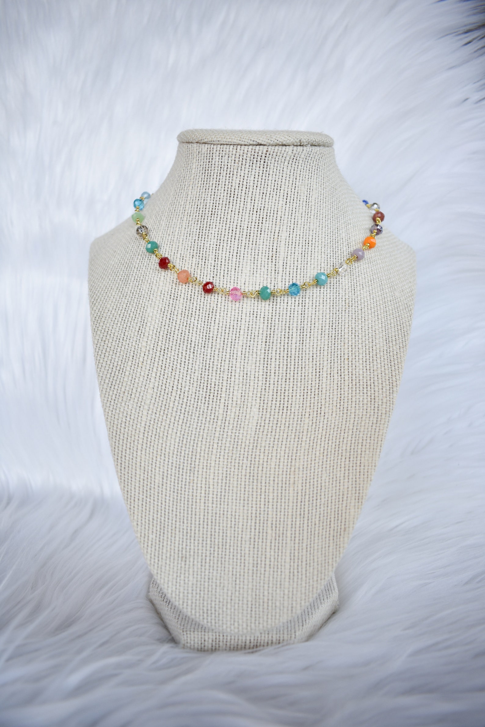 Rainbow Choker, Multi Color Rainbow Choker, Rainbow Gold Chain Necklace ...