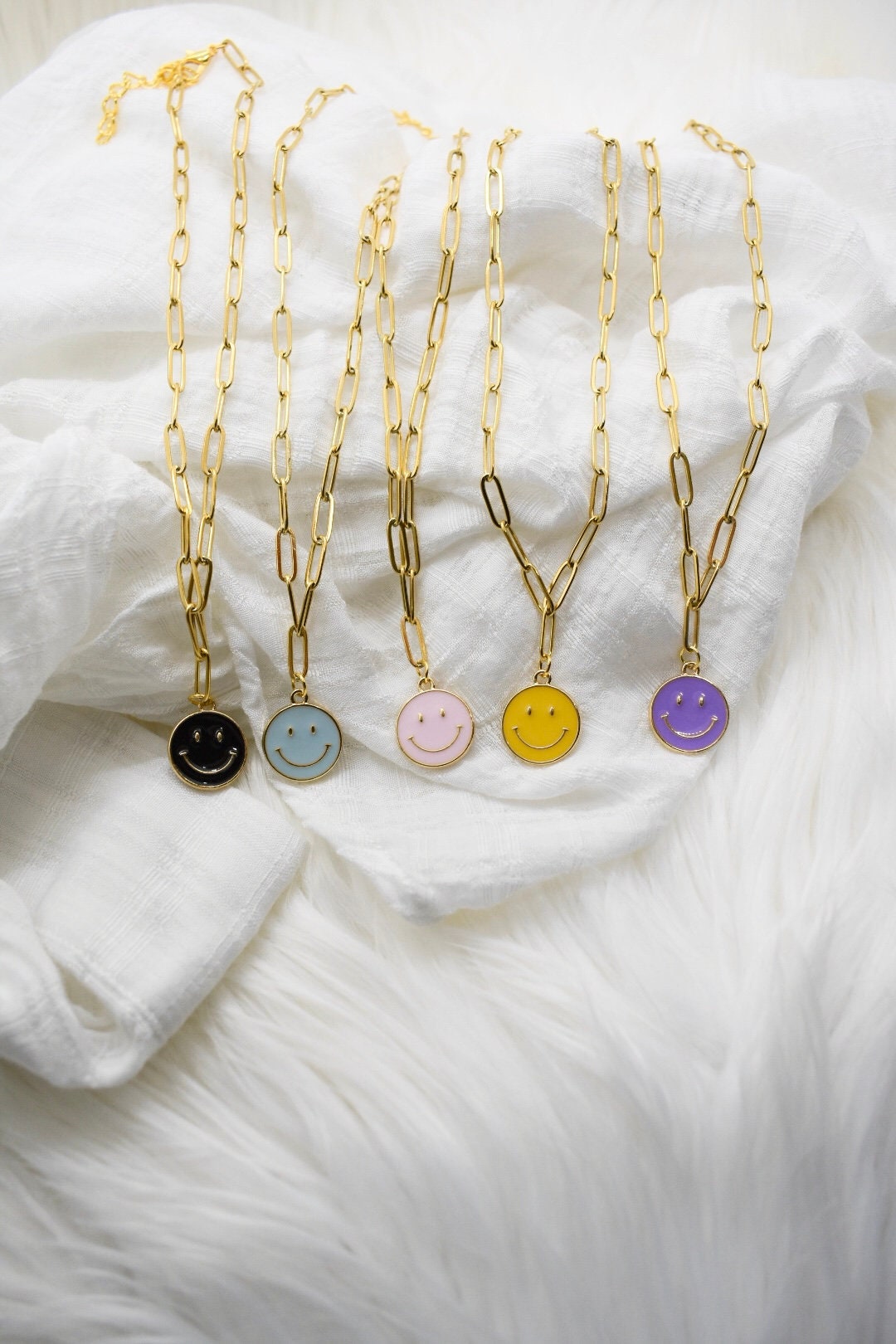 Smiley Face Paperclip Necklace, Smiley Face Necklace, Happy Face ...