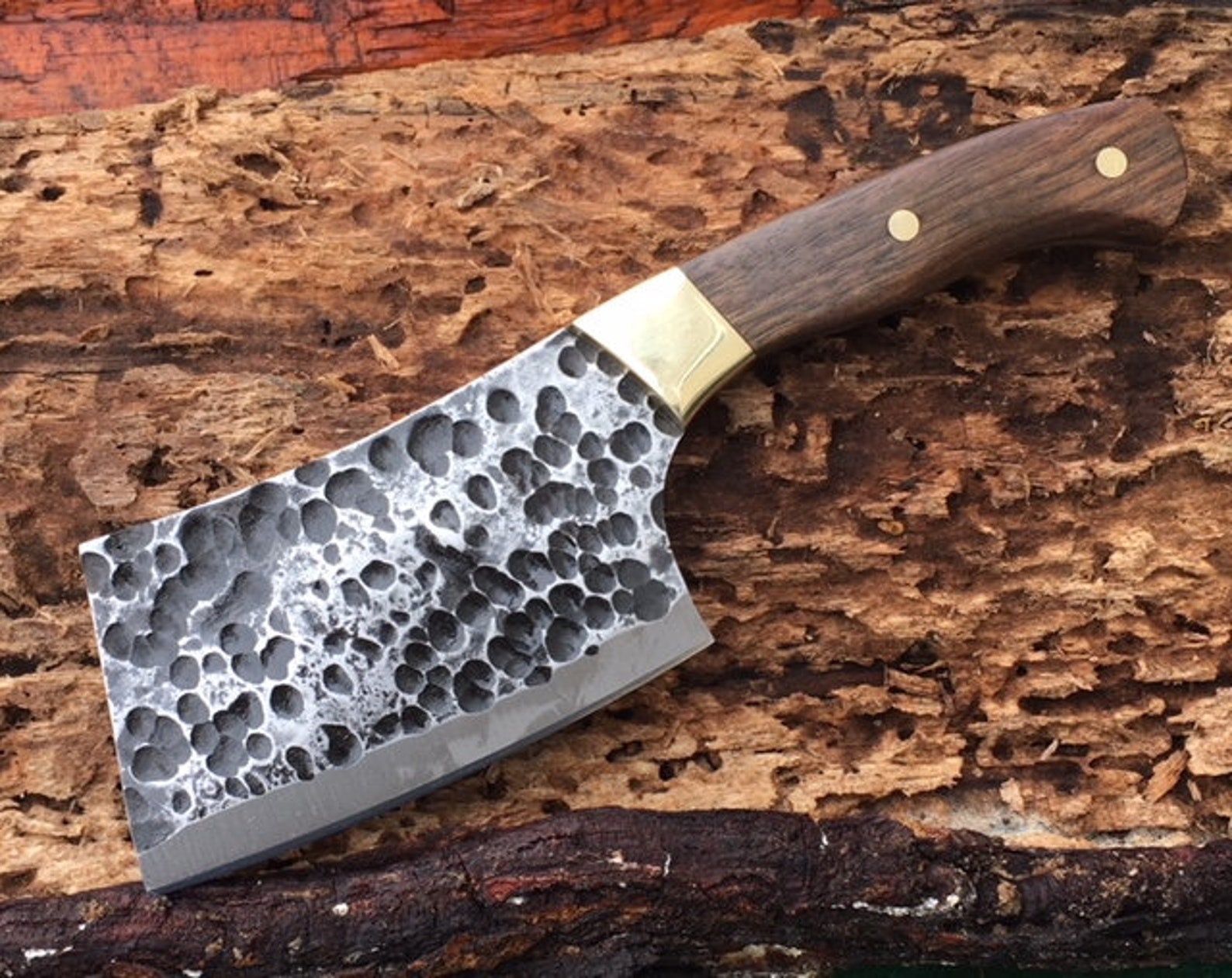 Custom made hammer peened Cleaver Knife | Etsy