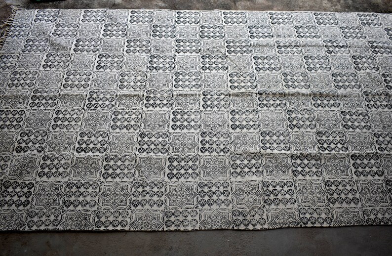 Off White/ Black Border Cotton Rug Modern Rug Geometric Rug | Etsy