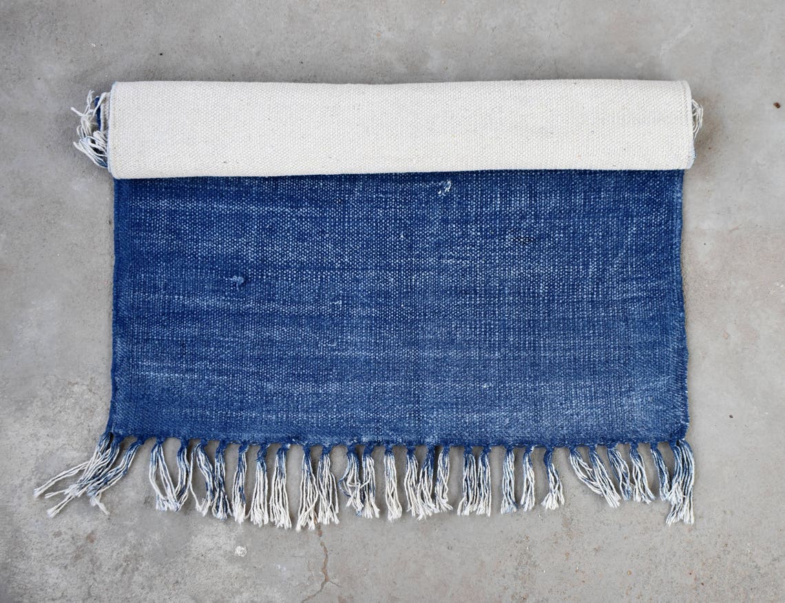 Indian Rugs Cotton Rug Indigo Rug Woven Rug Area Rugs for | Etsy