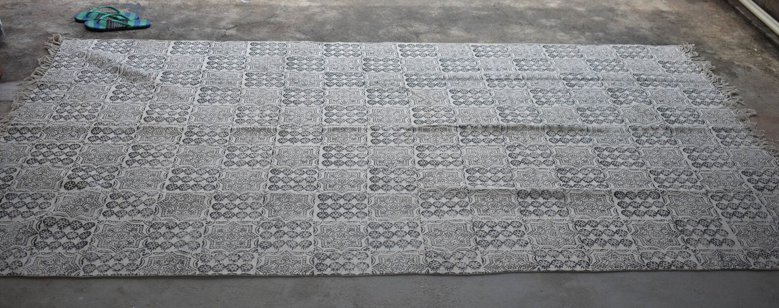 Off White/ Black Border Cotton Rug Modern Rug Geometric Rug - Etsy