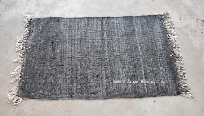 Black Cotton Rug Carpet Kilim Modern Rug Geometric Rug - Etsy